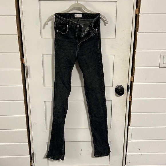 Zara | Jeans | Zara Split Hem Black Stone Washed Jeans | Poshmark